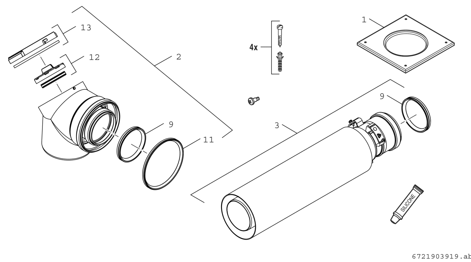 BOSCH Abgaszubehör FC-Set80-C(14)3x Grundbausatz C(14)3x, d:80/125 z ...